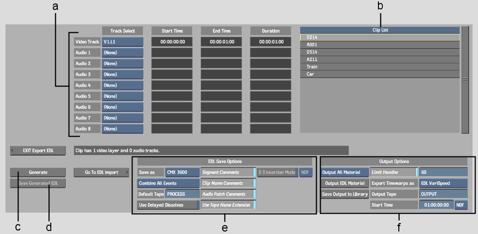 About the Export EDL Menu