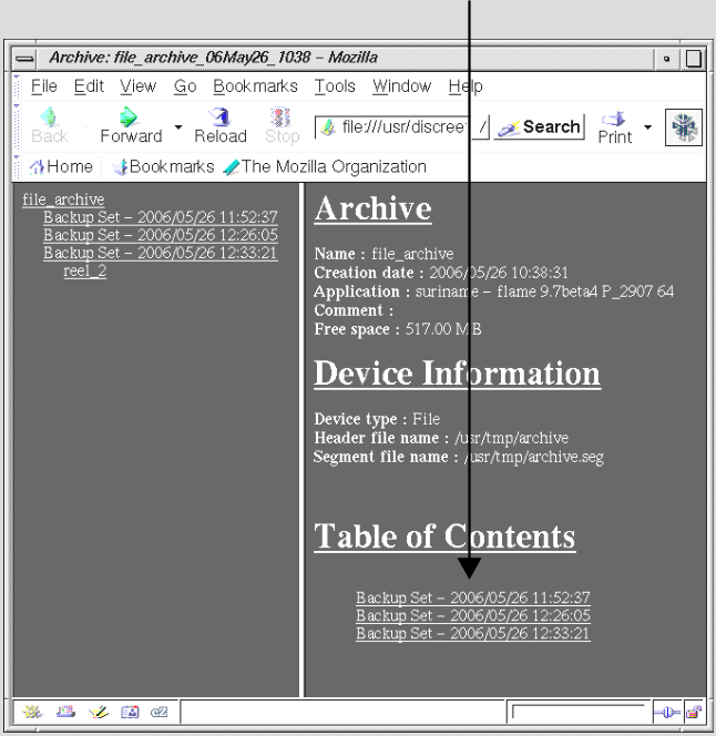 Using an HTML TOC to View an Archive
