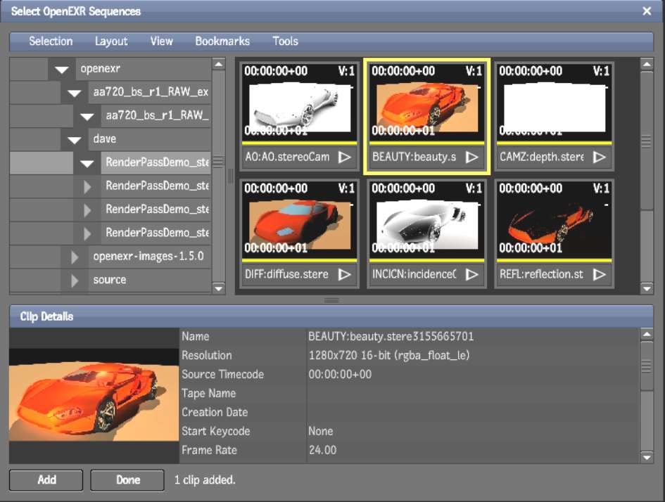 Importing OpenEXR Media Files